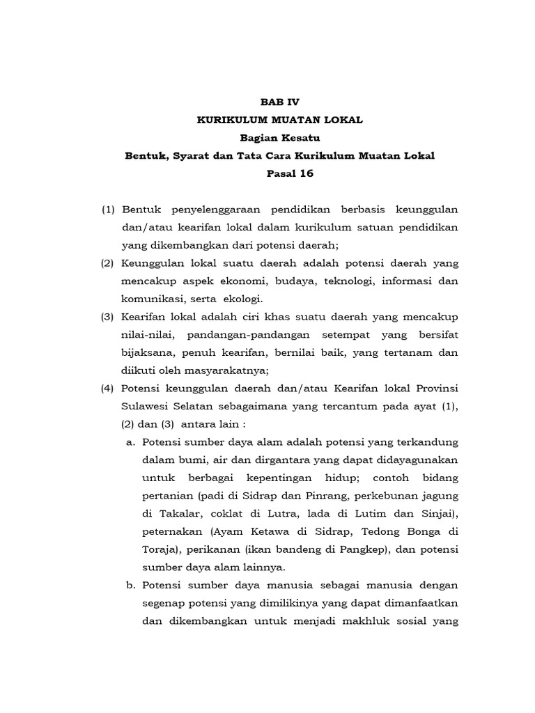 Kurikulum Muatan Lokal di Sulawesi Selatan | PDF