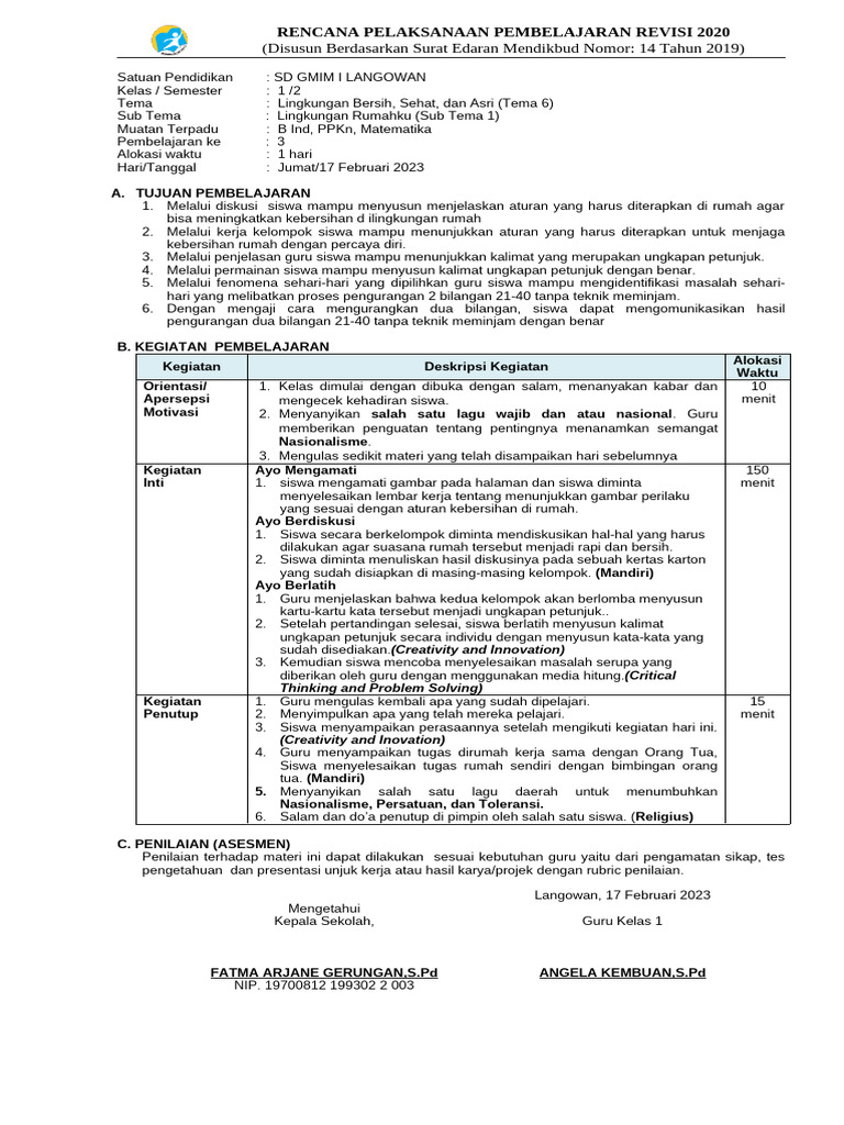 Disusun Berdasarkan Surat Edaran Mendikbud Nomor: 14 Tahun 2019 | PDF
