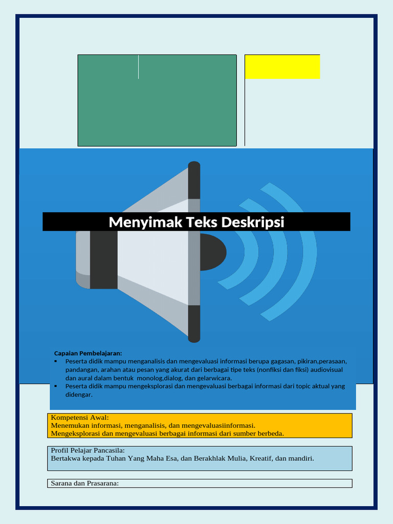 Modul Ajar Marbi Klas 7 Bab 1 Teks Deskripsi | PDF