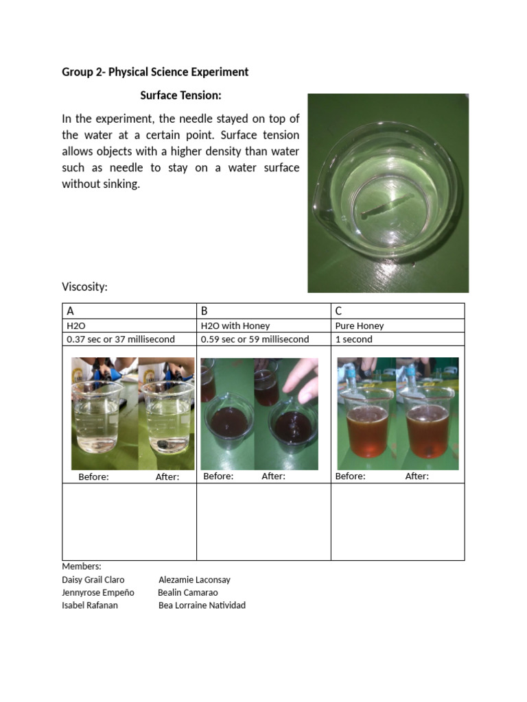 Physical Science Experiment Group 2 | PDF