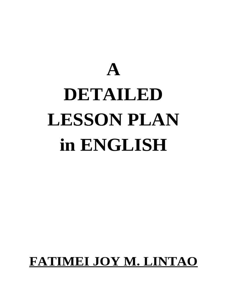Detailed Lesson Plan | PDF