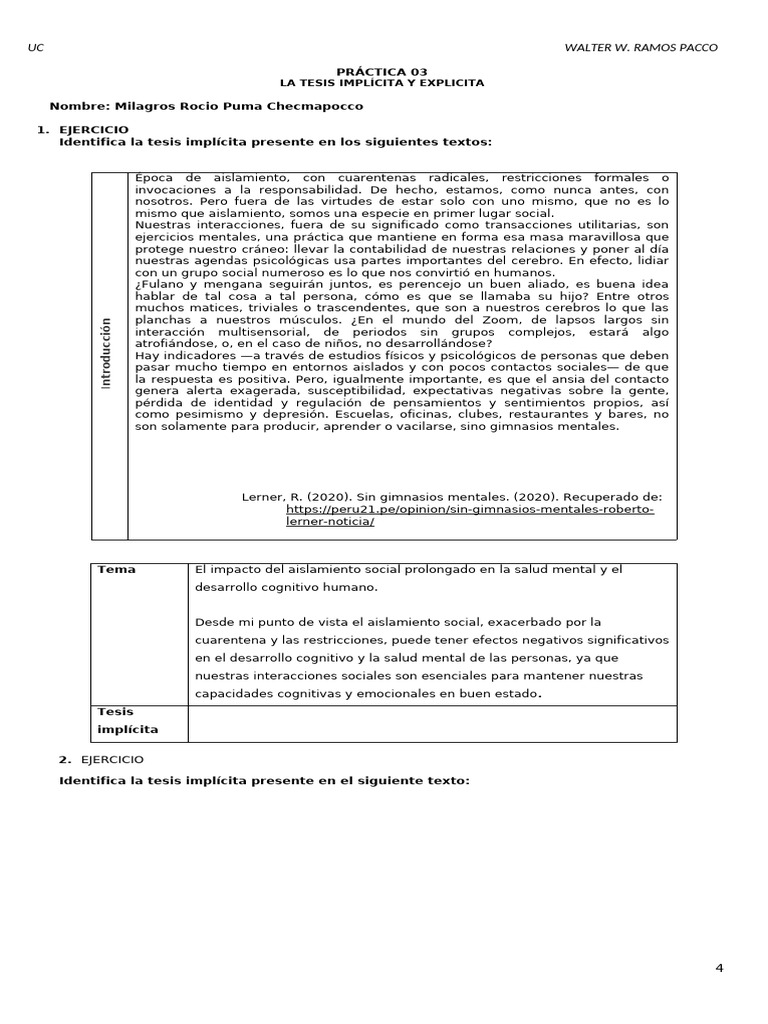 Práctica 03 - La Tesis Implícita y Explicita Final 2023 | PDF ...
