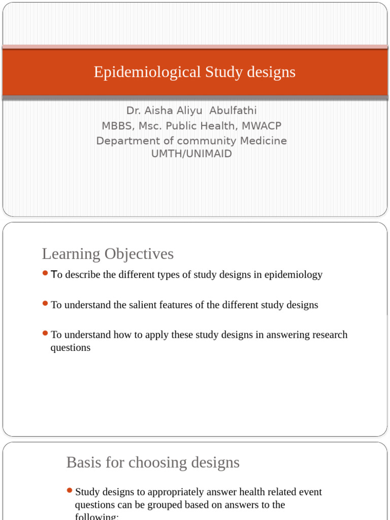 Epidemiology Study Designs Guide | PDF | Sensitivity And Specificity ...