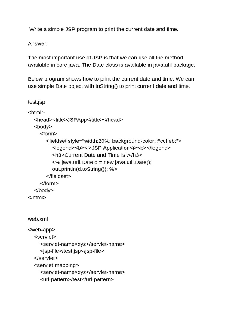 Advance Java-JSP Programs and Servlets Program | PDF