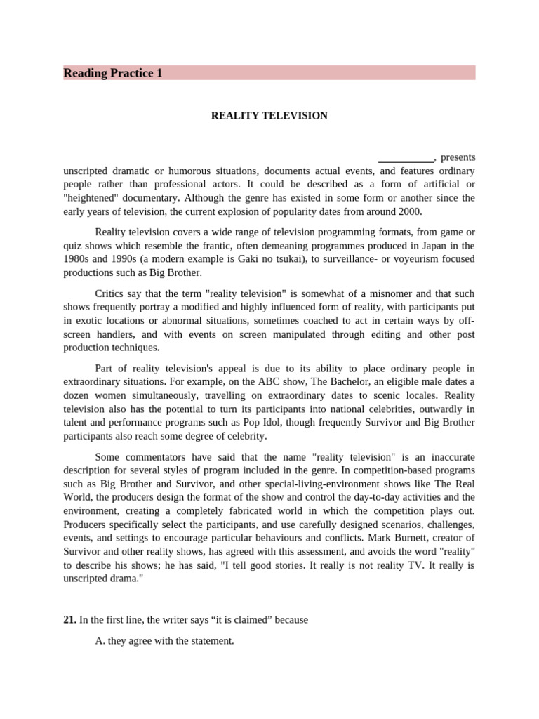 Reading Practice | PDF