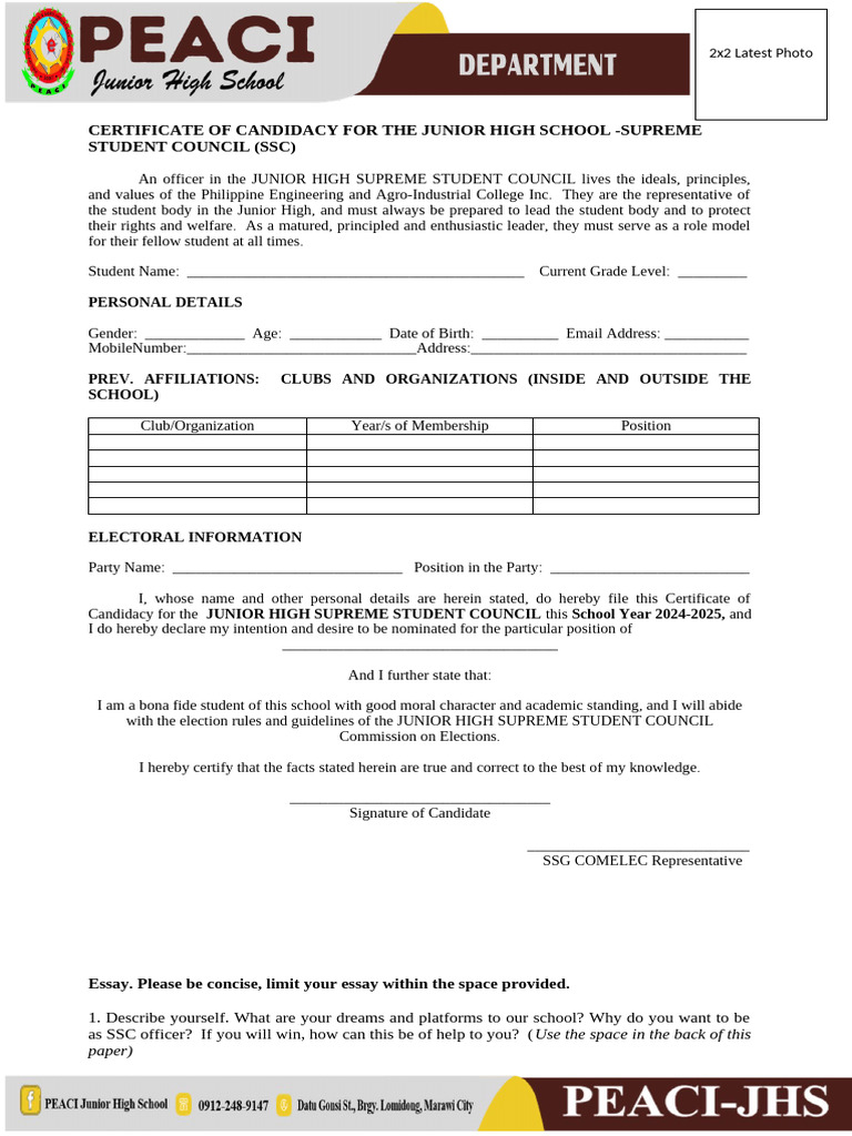 Ssc-Coc 2024-2025 | PDF