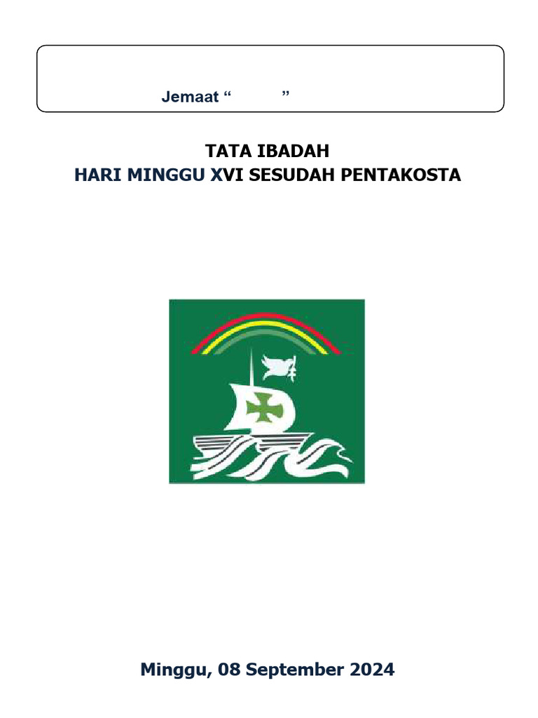 Tata Ibadah Minggu XVI GPIB Yudea | PDF