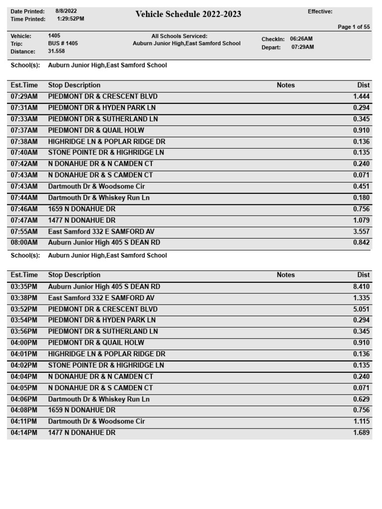 Bus Routes AJHS 2022-2023 | PDF