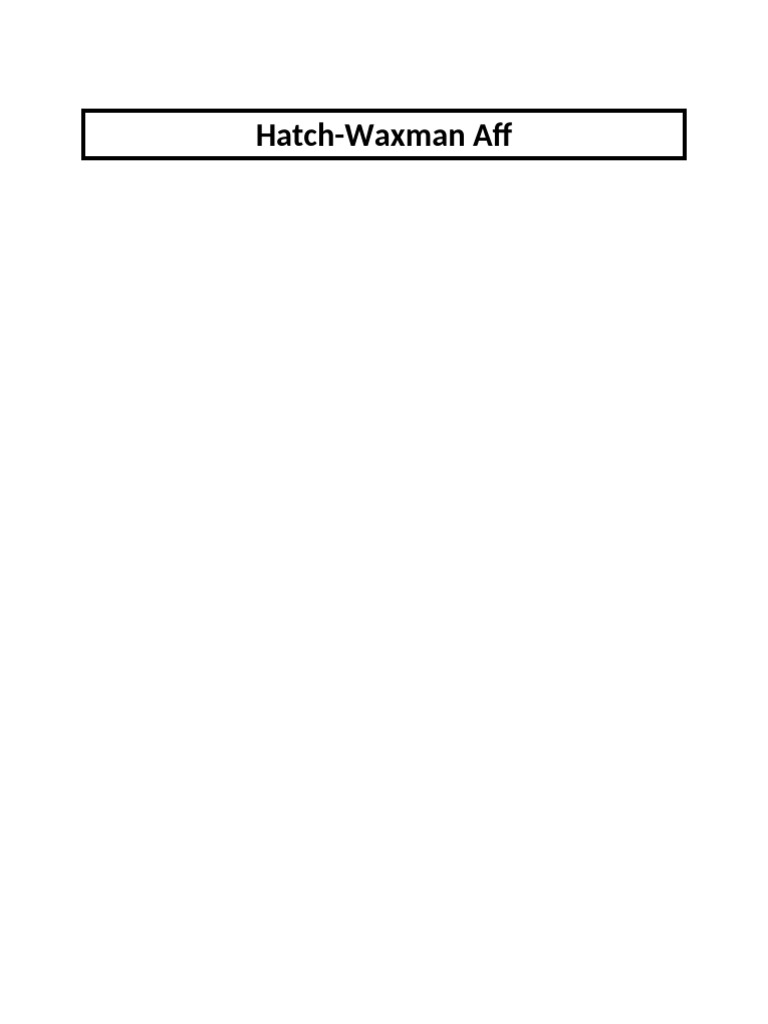 Aff - Hatch Waxman - JDI 2024 | PDF