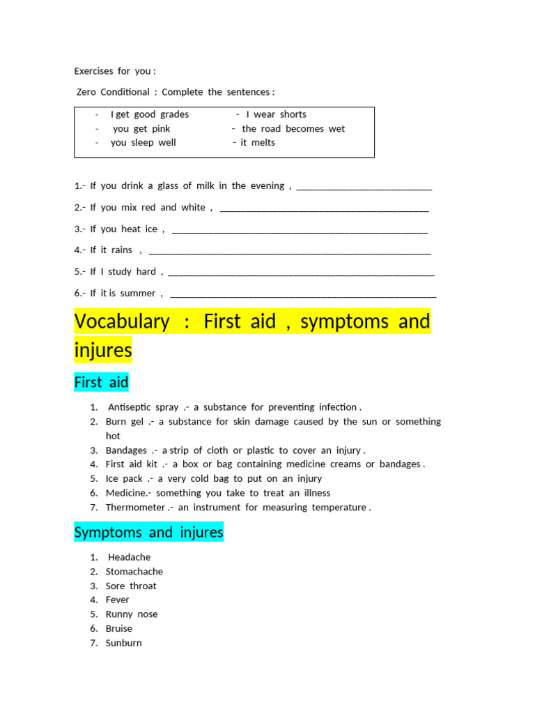 ZERO CONDITIONAL AND VOCABULARY | PDF