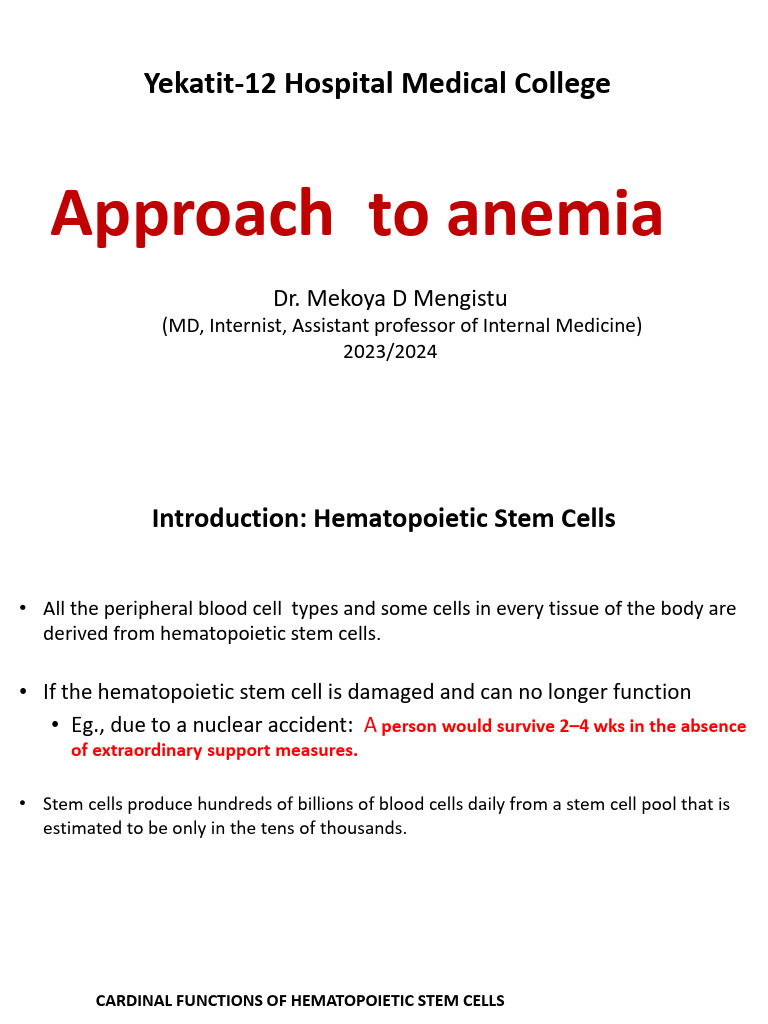 Approach To Anemia To C1-2024 | PDF | Anemia | Self-Improvement