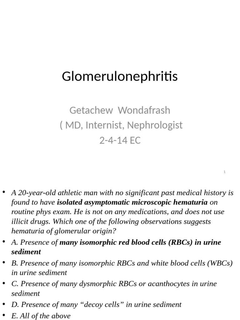 AGN by DR Getachew-1 | PDF | Edema | Kidney