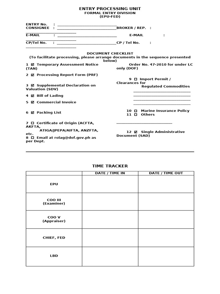 Formal Entry EPU Time Tracker | PDF