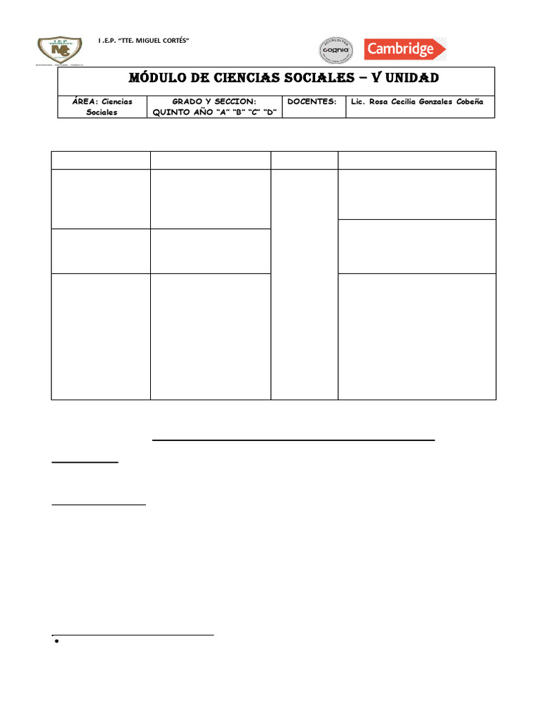 Modulo De5to de La 5uni. CC - SS. | PDF
