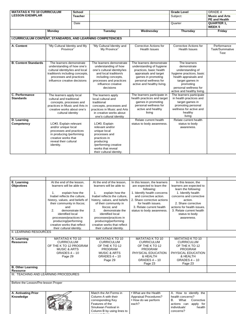 Grade 4 Q1W5 Mapeh | PDF