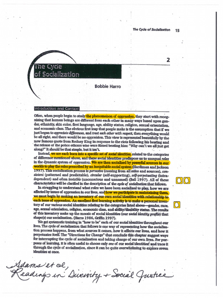 Cycle of Socialization and Liberation - Haro | PDF