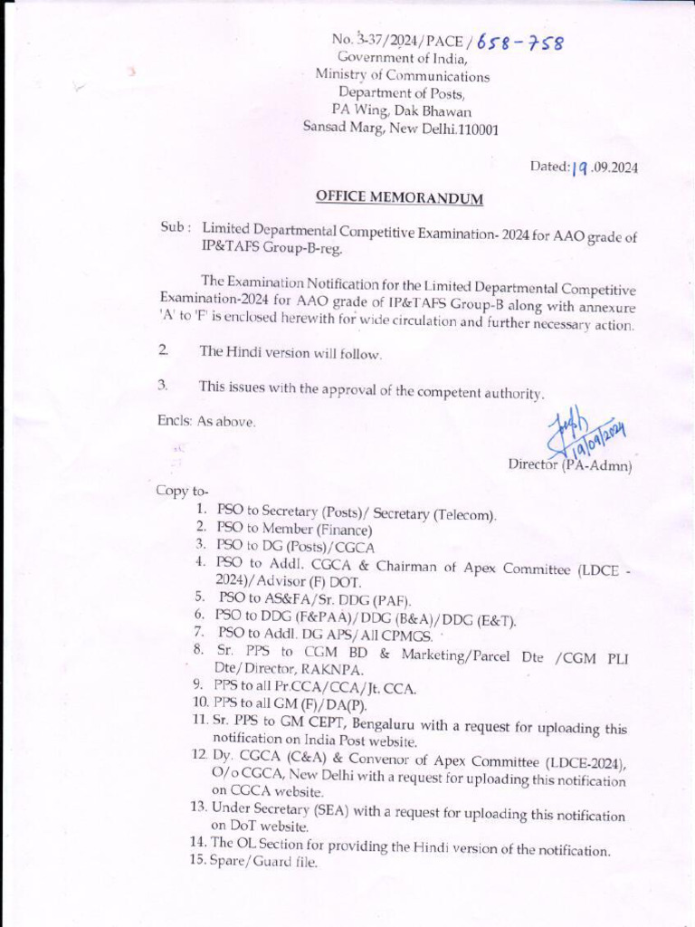 AAO LDCE 2024 Notification With Annx | PDF