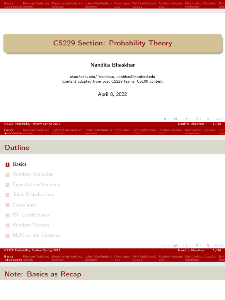Cs229-Probability Review Slides | PDF