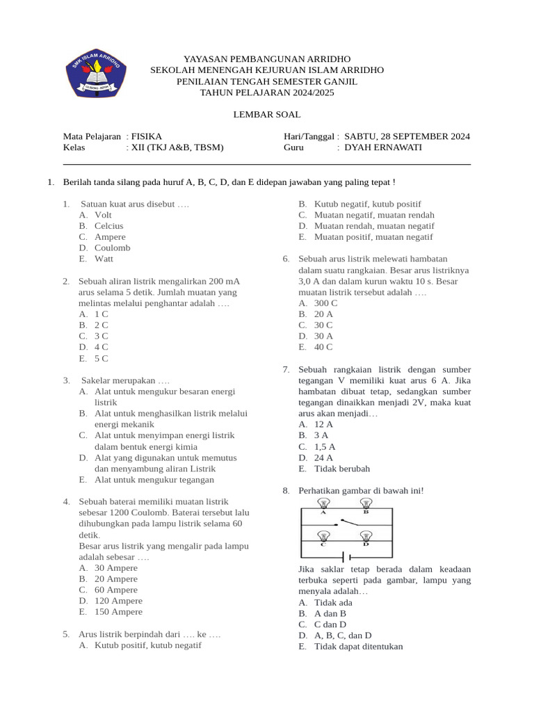 Pts Ganjil Fisika 12 | PDF