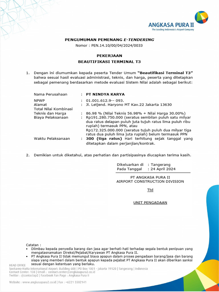 Contoh Surat Lelang | PDF