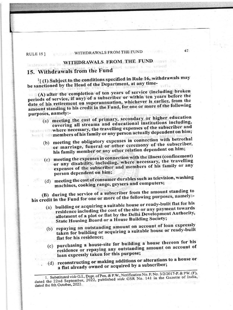 GPF Withdrawal Rules | PDF