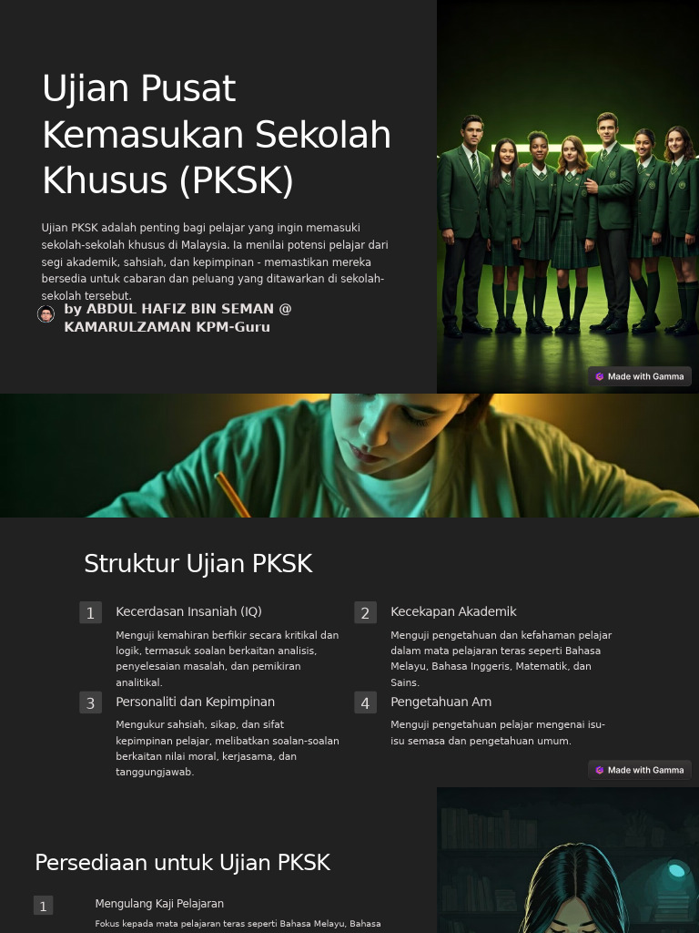 Ujian Pusat Kemasukan Sekolah Khusus PKSK | PDF