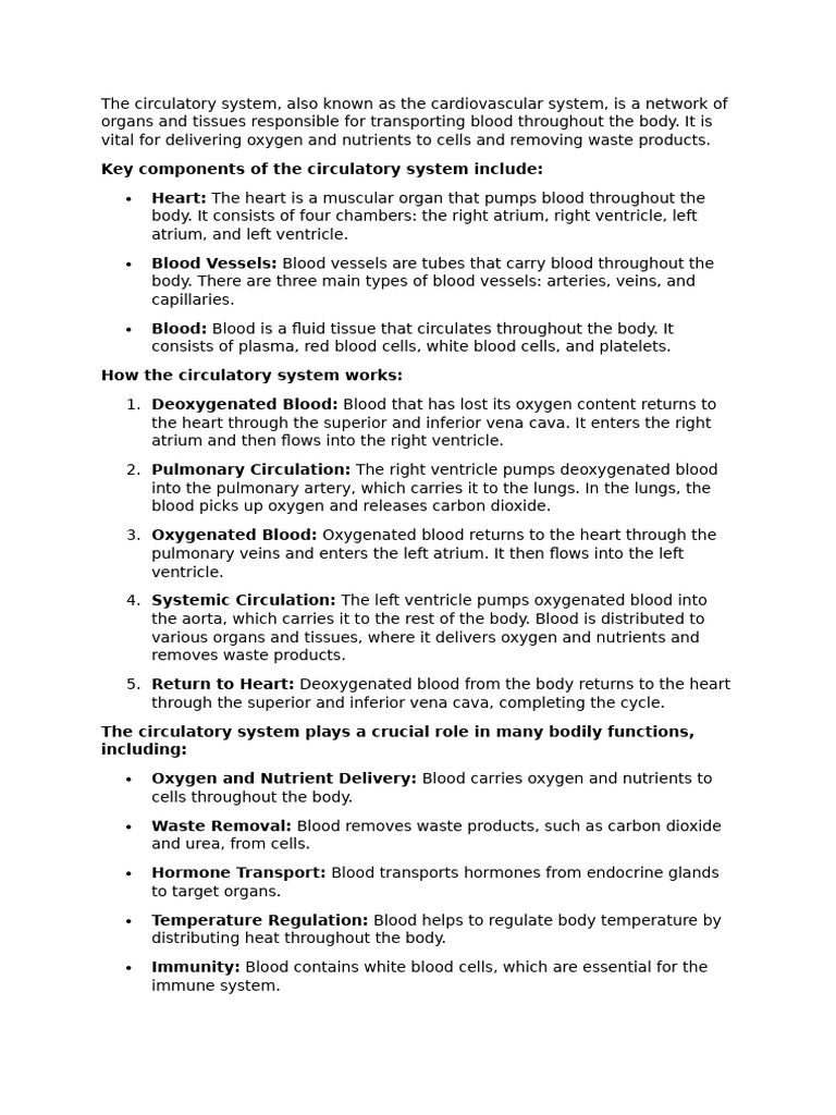 The Circulatory System Pdf