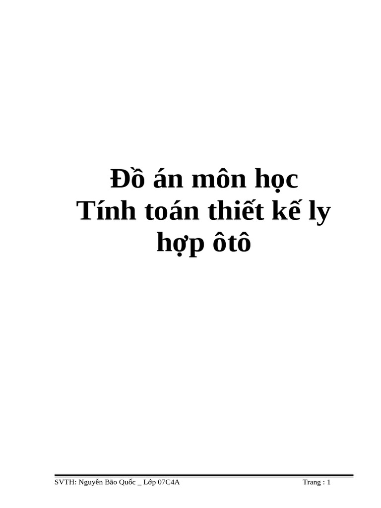123doc Tinh Toan Thiet Ke Ly Hop Oto | PDF