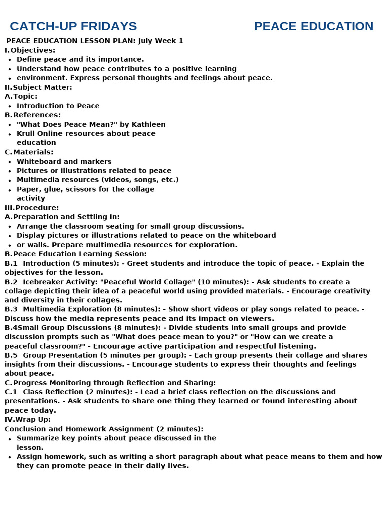 G3 Peace Education | PDF