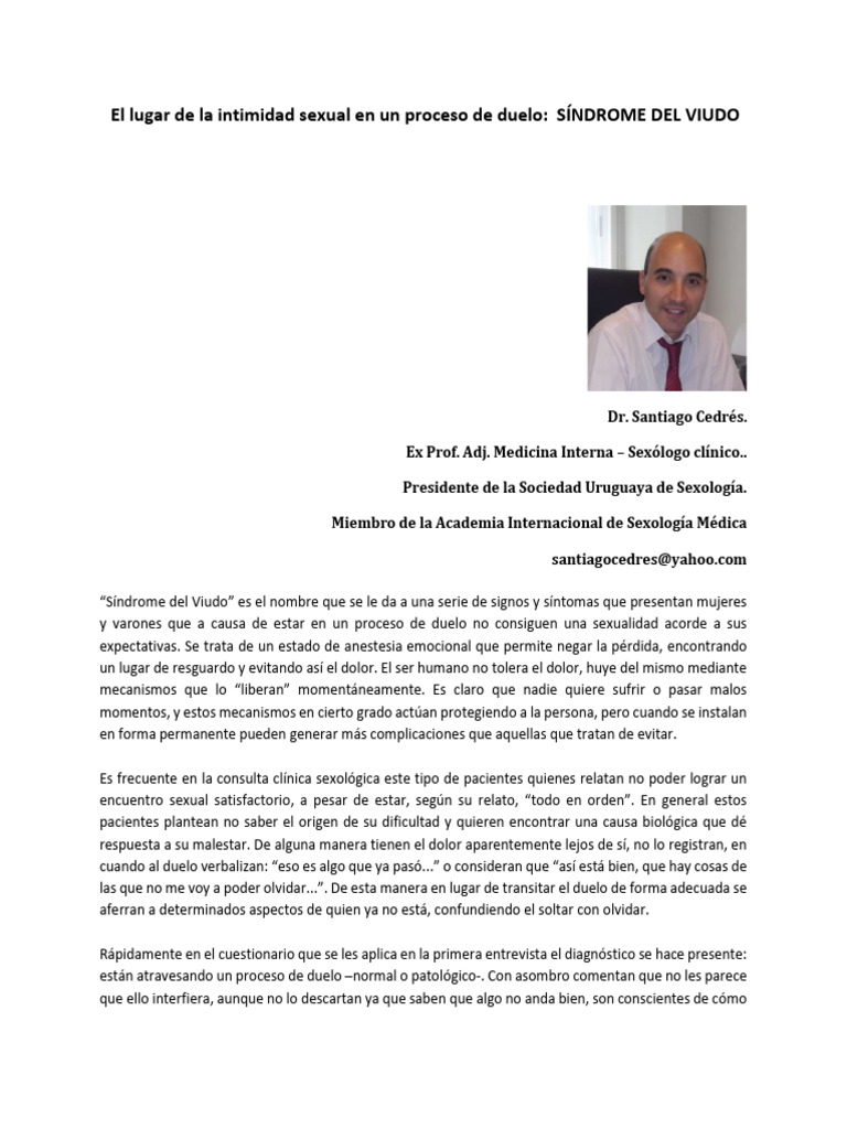 Intimidad y Duelo - Sindrome Del Viudo | PDF