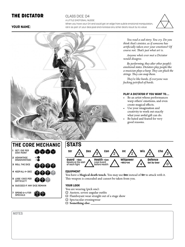 Character - Sheet - FASTGEN Dictator | PDF