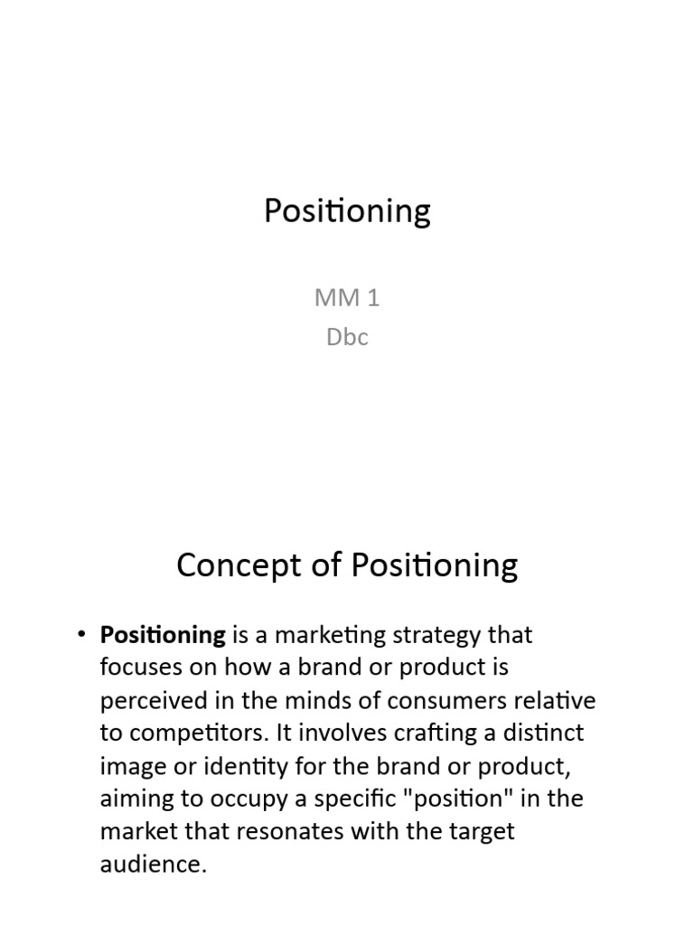 Positioning Class 1 | PDF