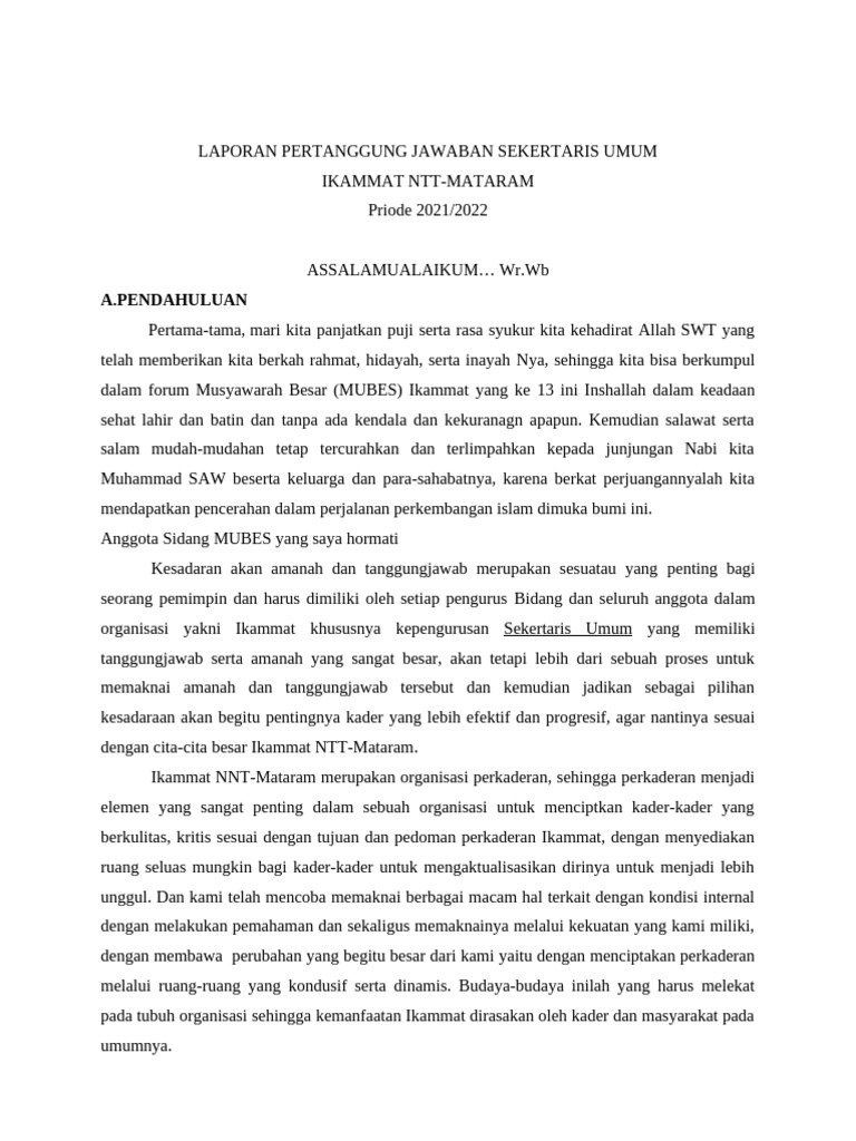 LPJ Sekertaris Umum Ikammat | PDF