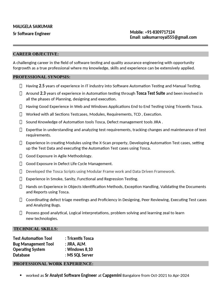 Saikumar Tosca Resume 2 Pdf