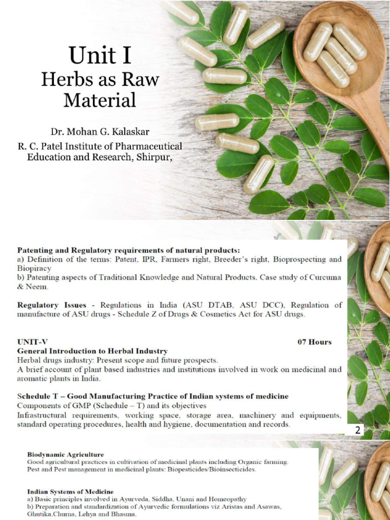 Unit 1 - Herbs As Raw Material and Biodynamic Agriculture-Compressed | PDF