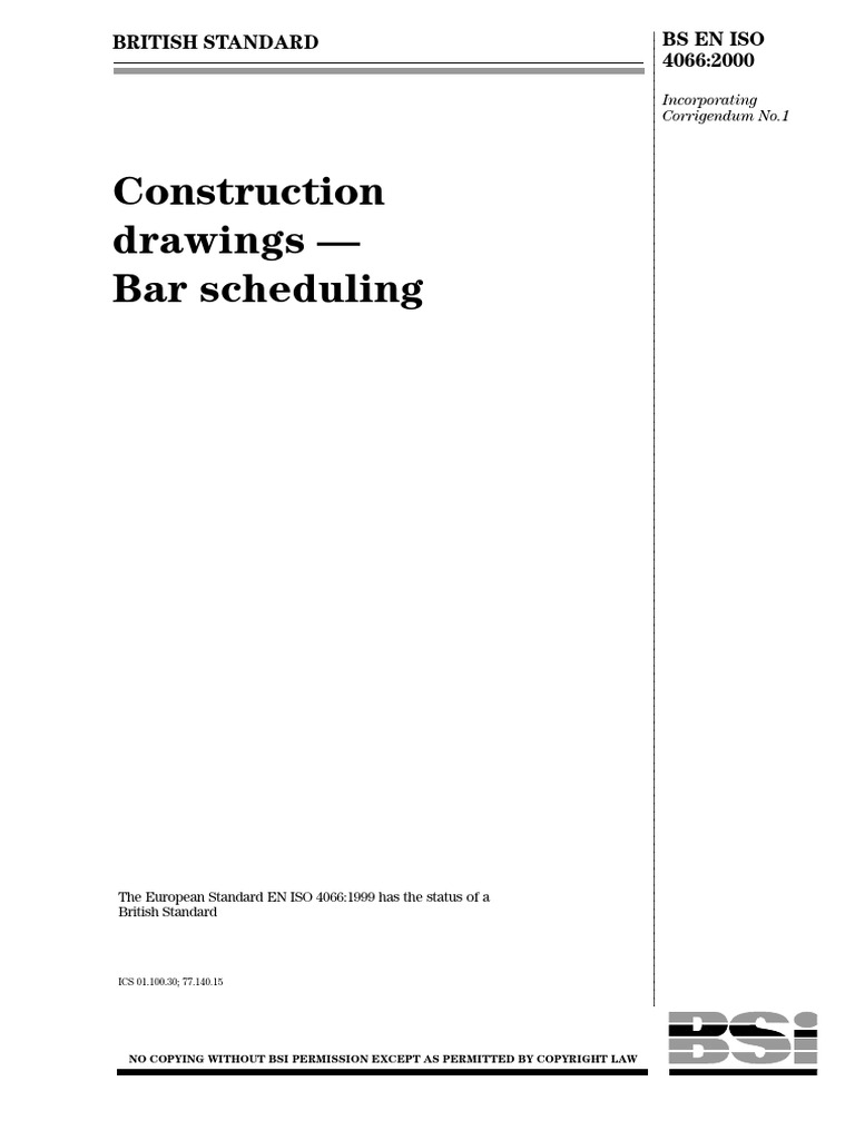 BSEN4066-2000 Construction DRG - Bar Scheduling - Replaced by BSEN ISO ...