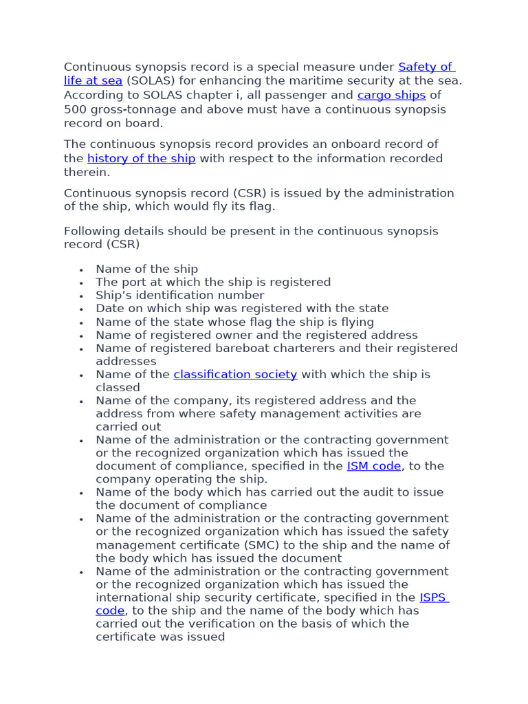 Safety of Life at Sea Cargo Ships | PDF