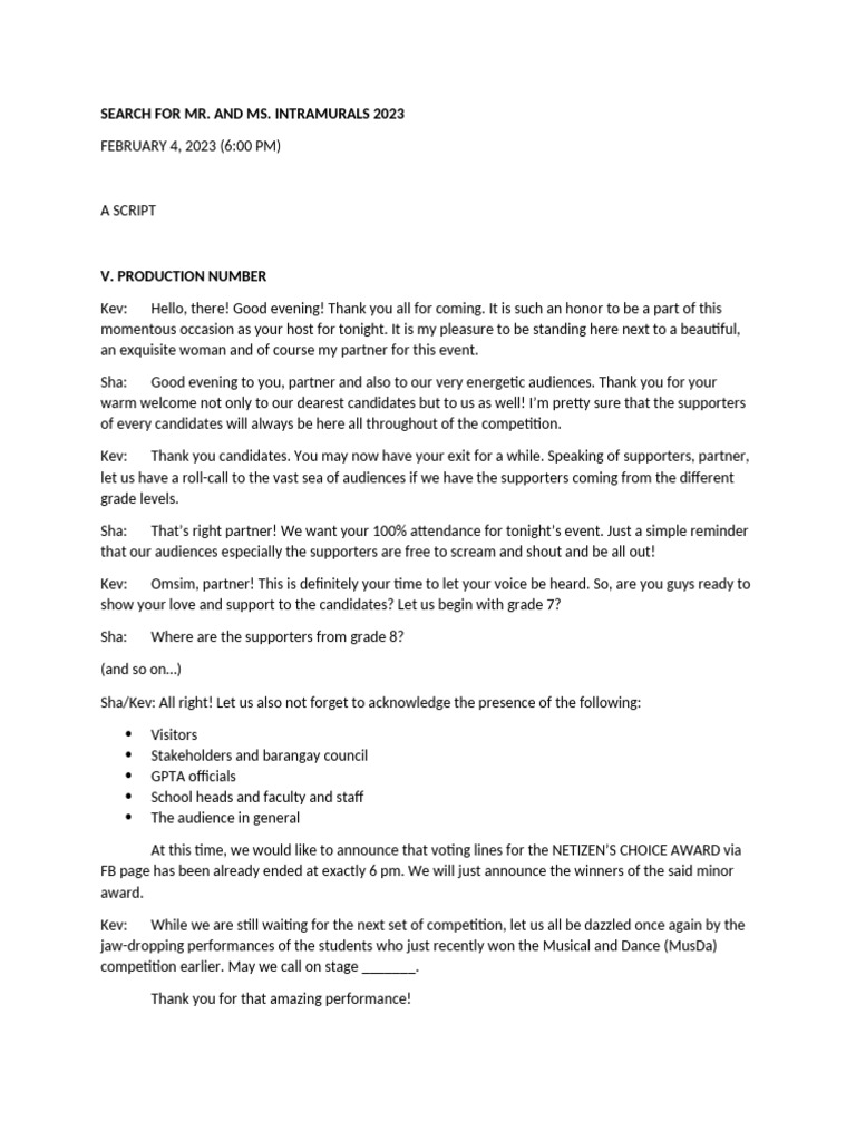 Script Search Intrams 2023 | PDF | Dress Codes | Fashion