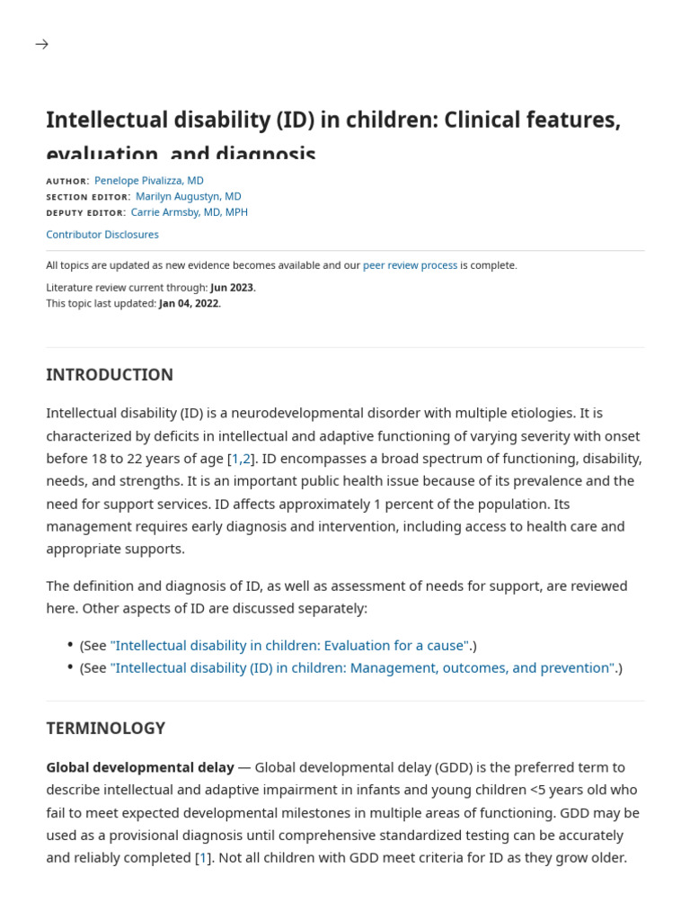 Intellectual Disability (ID) in Children - Clinical Features ...