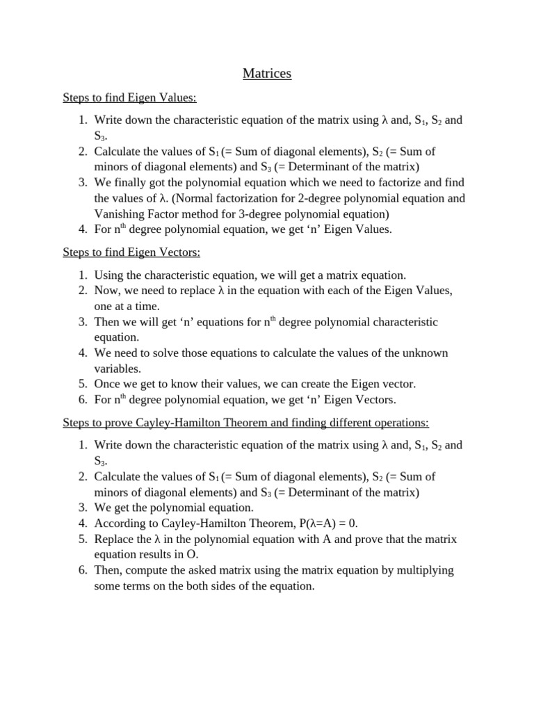 Matrices Notes | PDF