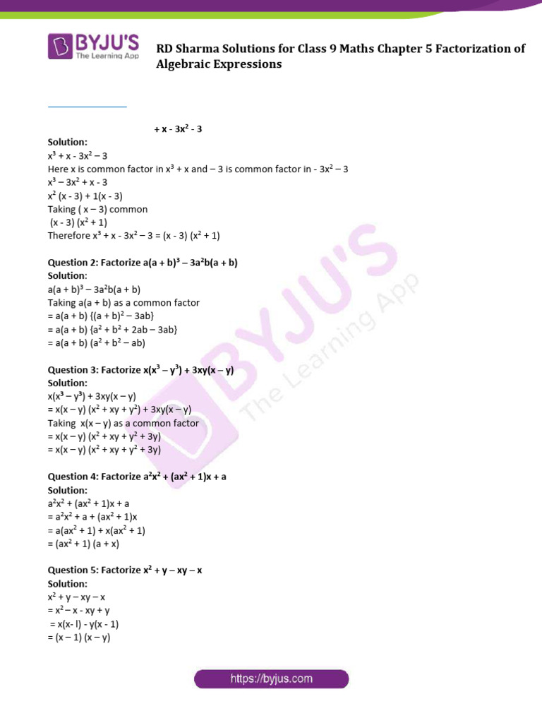 RD Sharma Jan2021 Class 9 Maths Chapter 5 | PDF