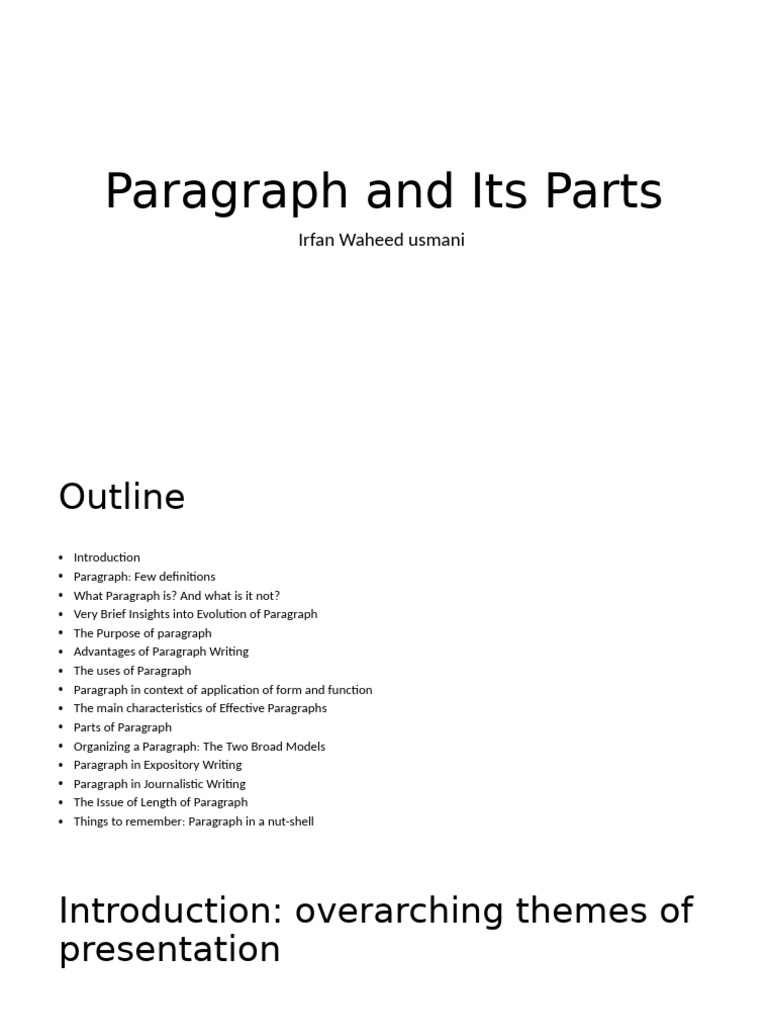 Paragraph and Its Parts The First Presentation | PDF