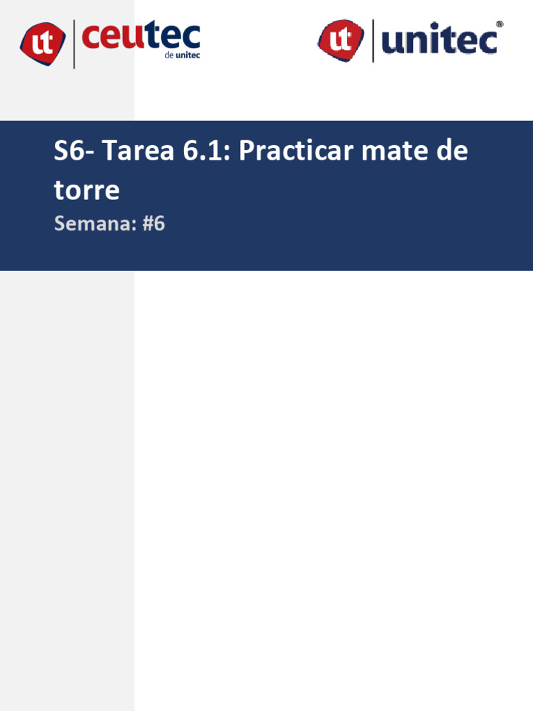 S6 - Tarea 6.1 Practicar Mate de Torre | PDF
