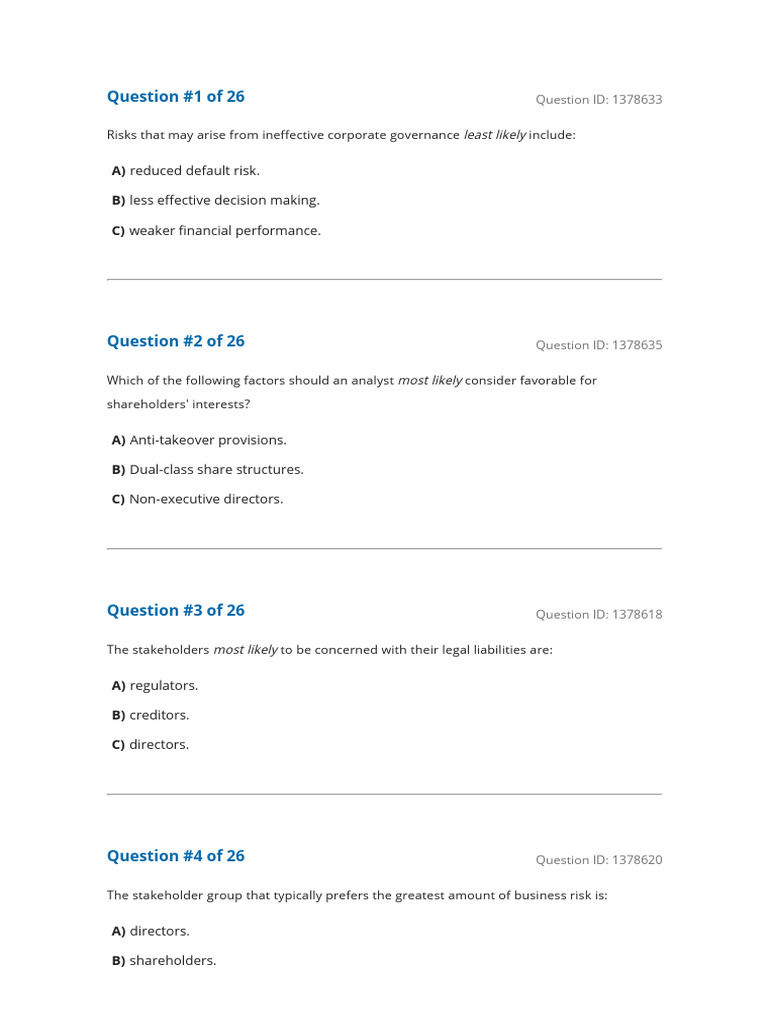 Reading 27 Introduction to Corporate Governance and Other ESG ...