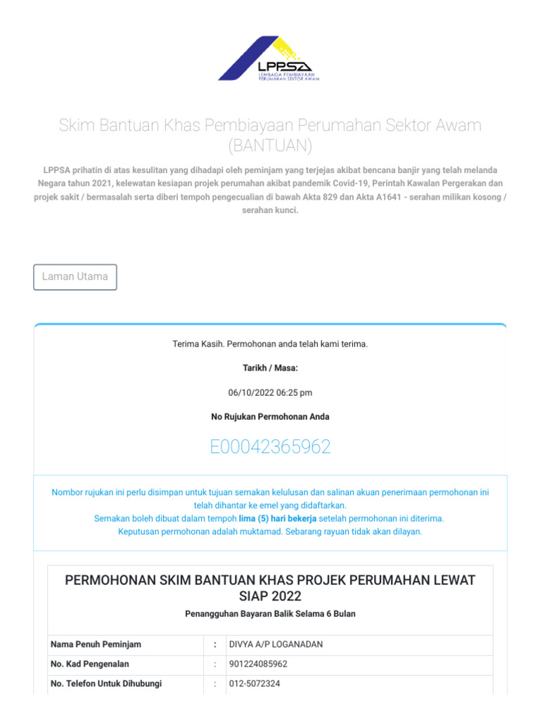 Portal Perkhidmatan Atas Talian LPPSA | PDF