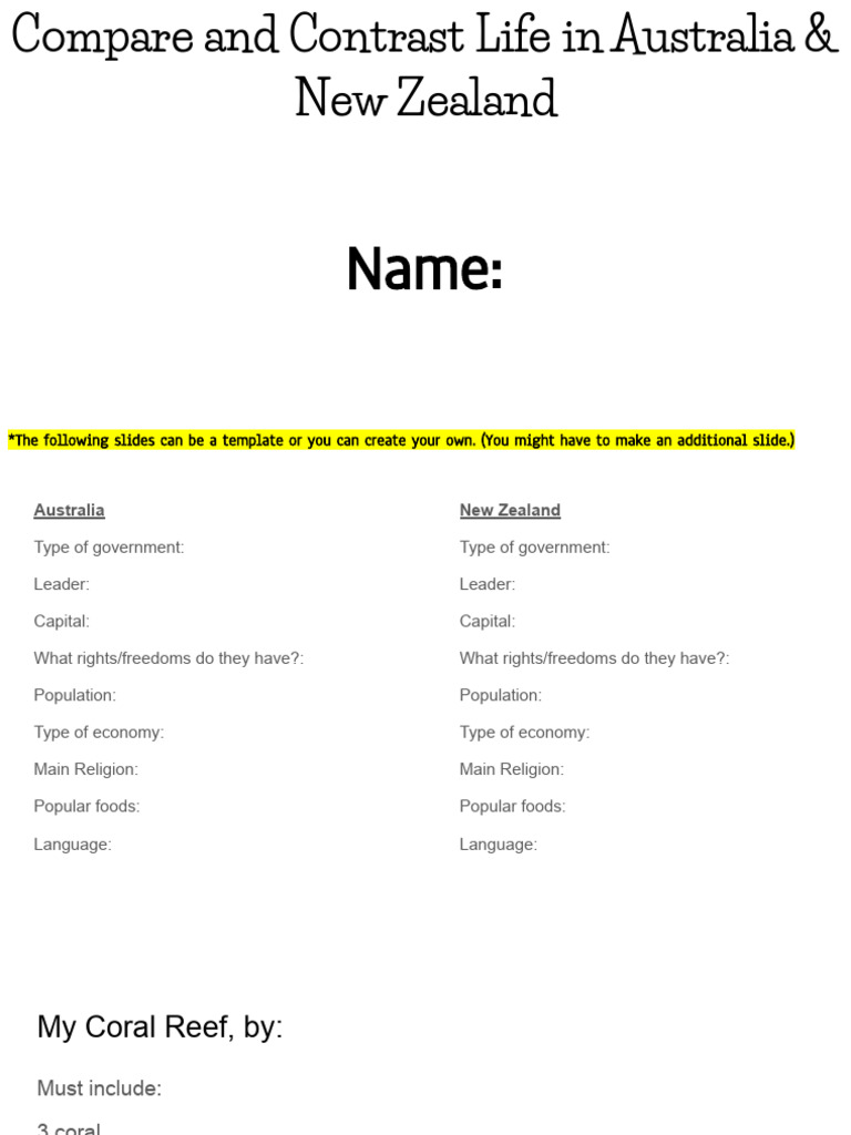 Compare_Contrast and Coral Reef Template | PDF