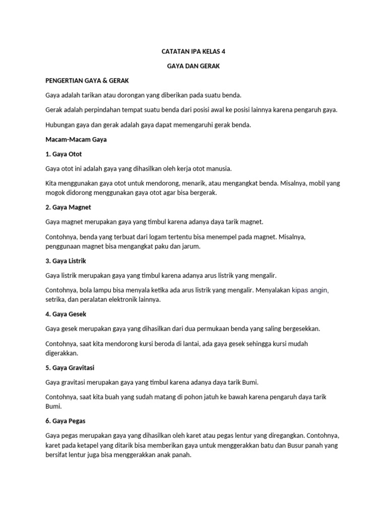 Catatan Ipa Kelas 4 | PDF