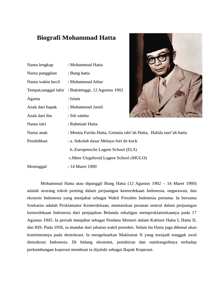 Biografi Mohammad Hatta | PDF