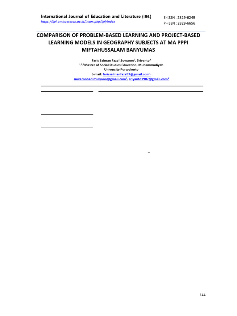PBL vs PJBL in Geography Education | PDF | Science | Art