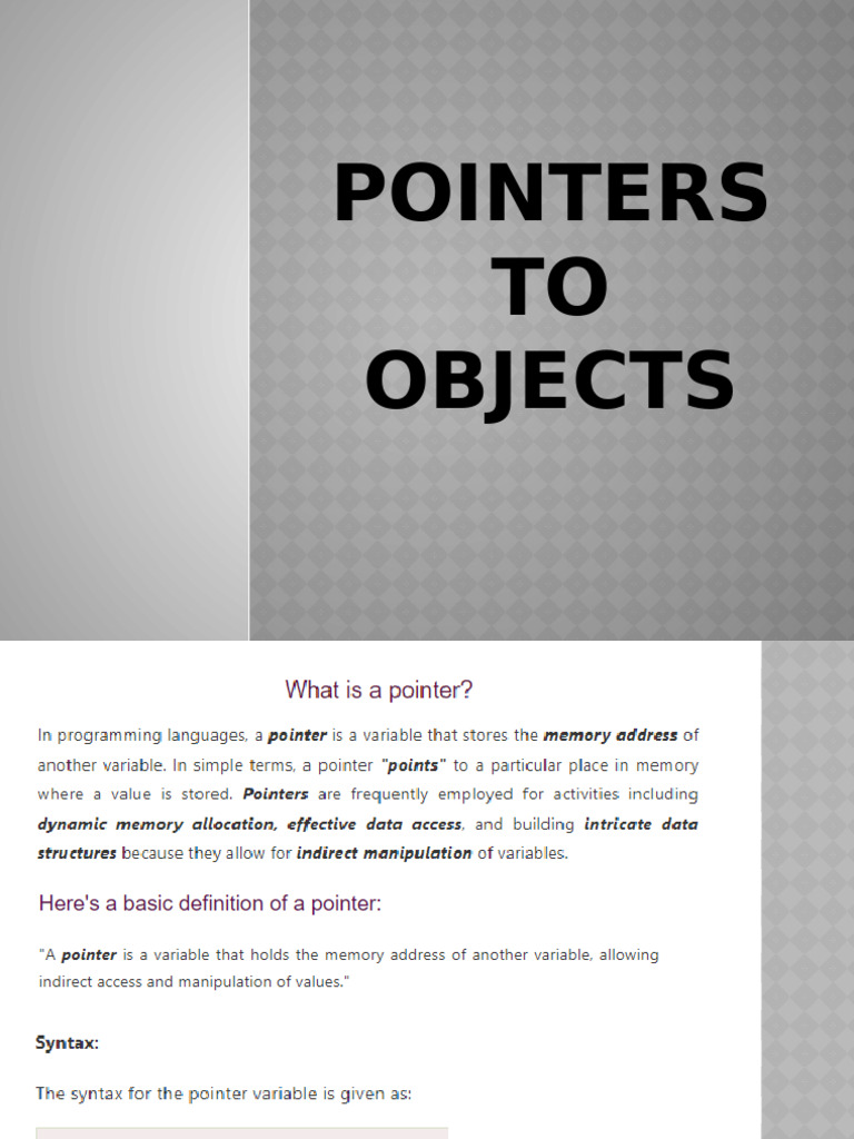 Pointer To Objects | PDF